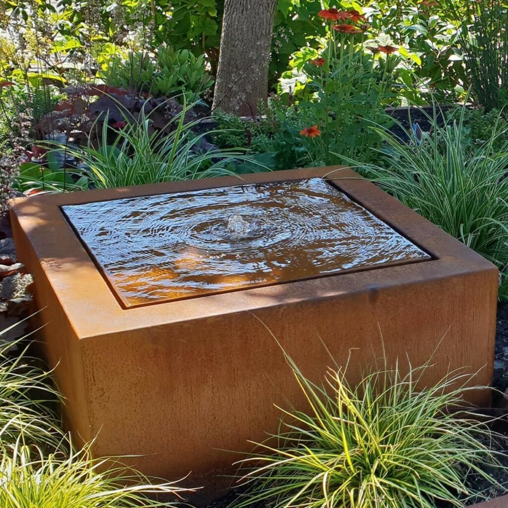 Corten Steel Square Water Table | Caragh Nurseries